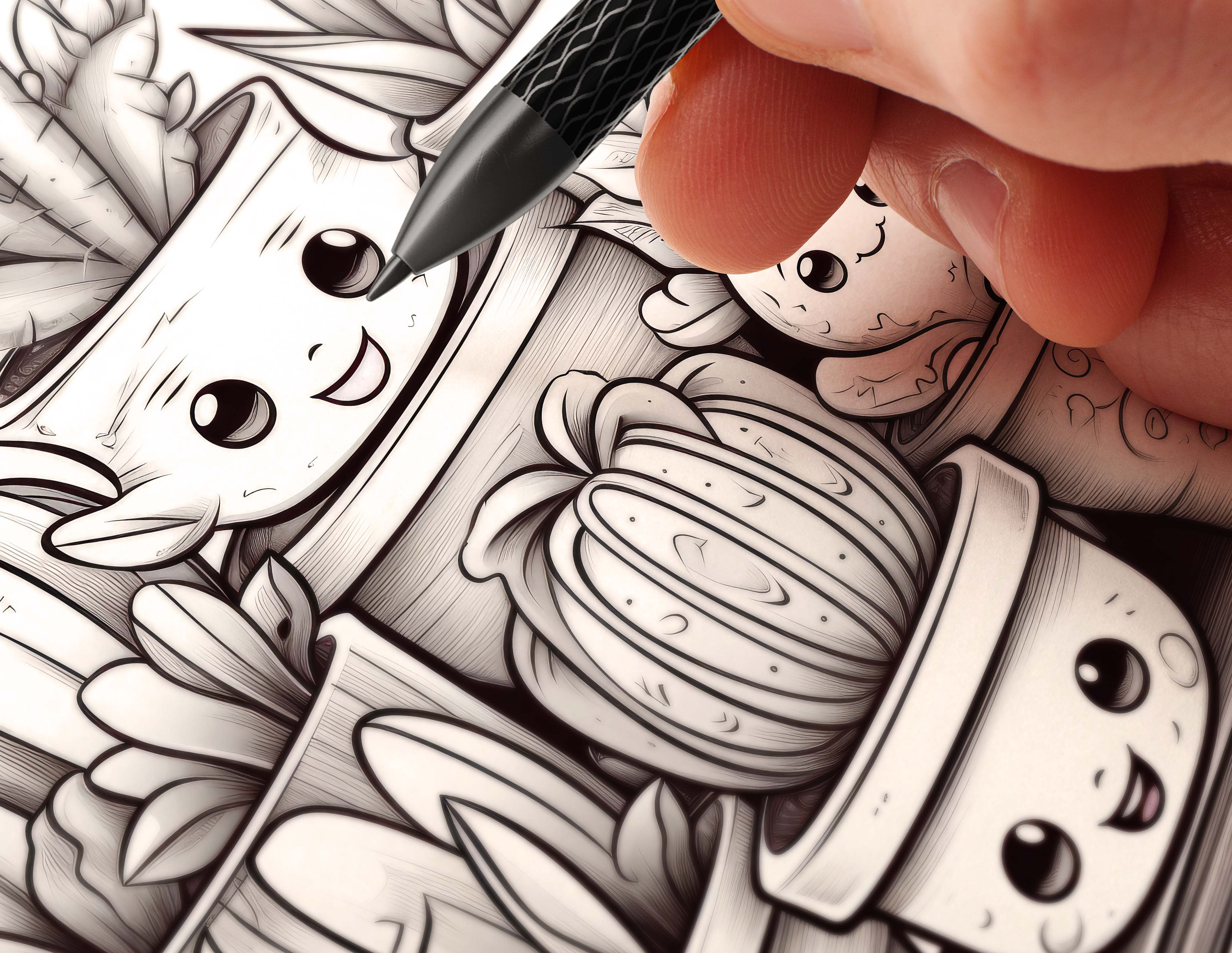 Kawaii Cactus Vol 2 Coloring Pages | 50 Pages | Cute Coloring Pages ...