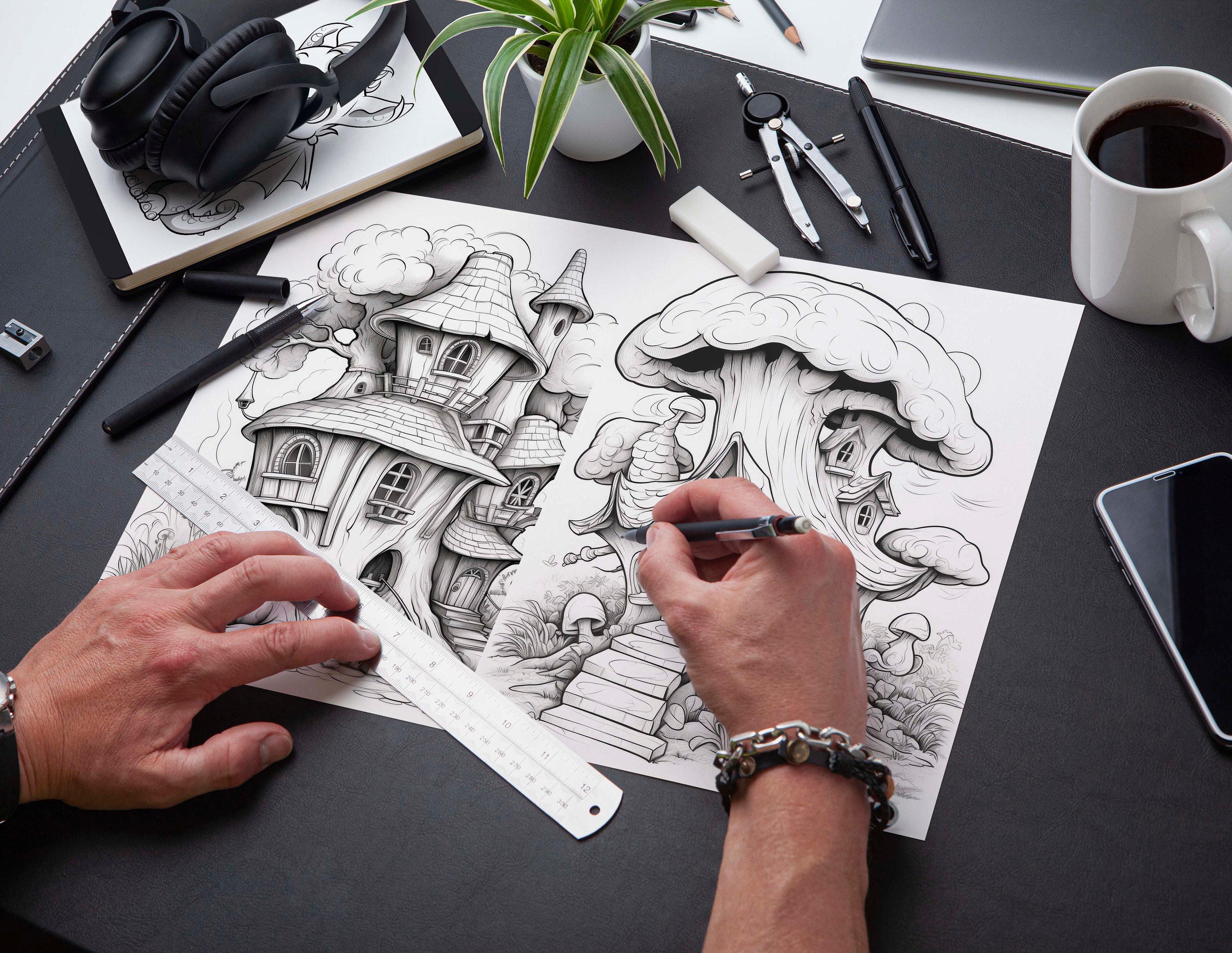 Gnome Woodland Tree House Vol 2 for Adults and Kids Grayscale Coloring ... Gnome Woodland Tree House Vol 2 for Adults and Kids Grayscale Coloring ...