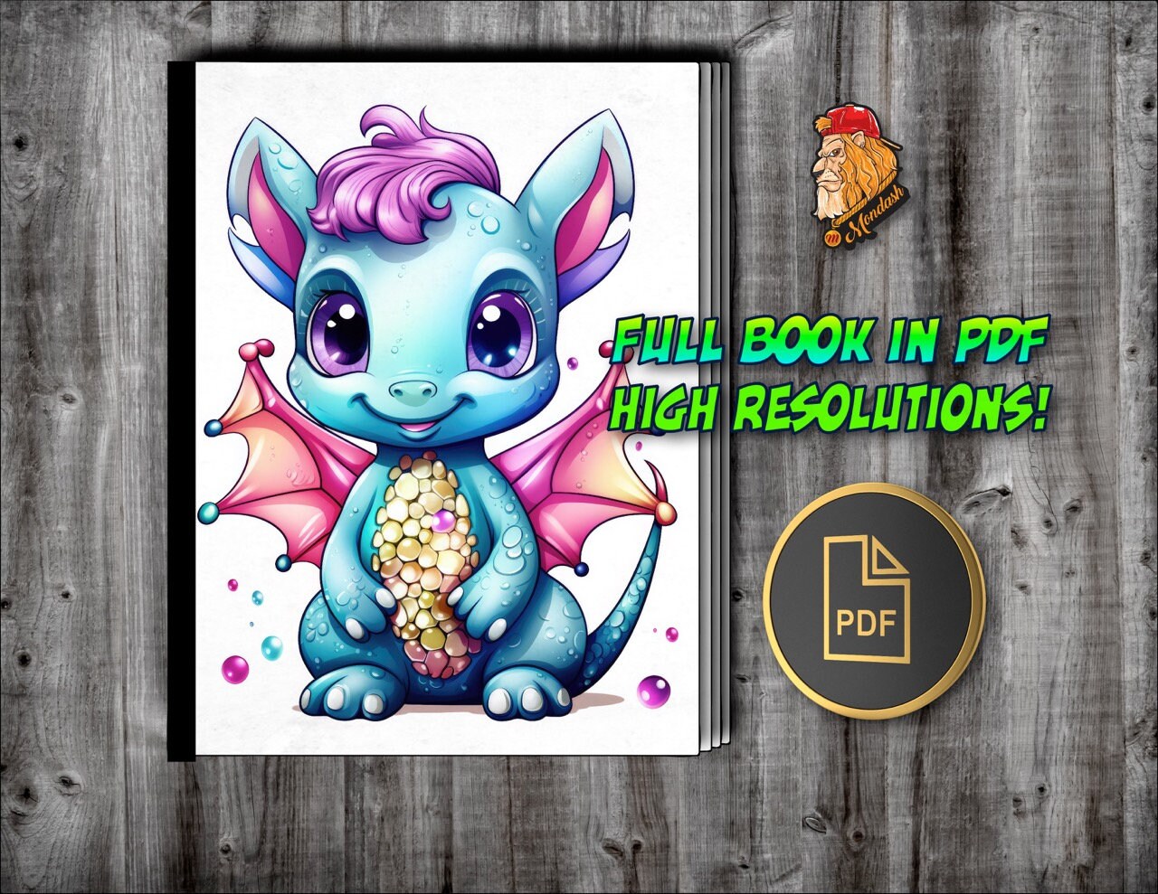 Kawaii Baby Dragon Vol 4, Coloring Digital Printable Adult Kids Cute ...