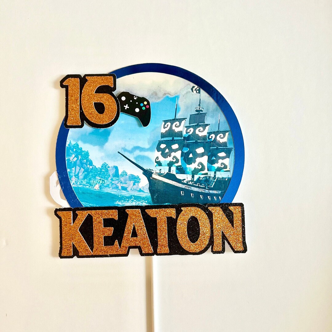 Pirate Ship Any Name Age Cake Topper | Customize Cake Topper | Pirate ...