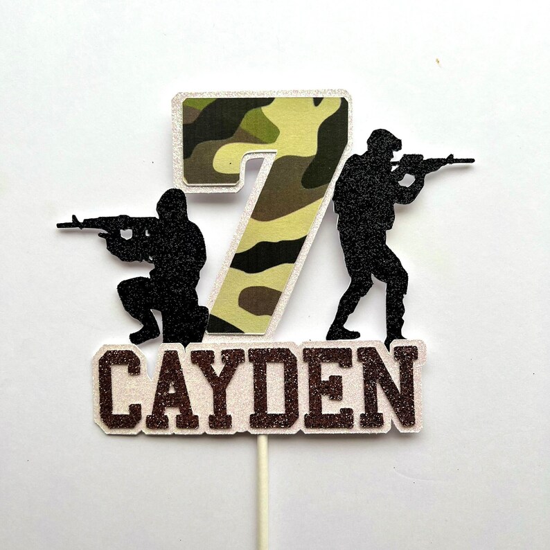 Army Themed Birthday Cake Topper Any Name Age Army Soldier - Etsy