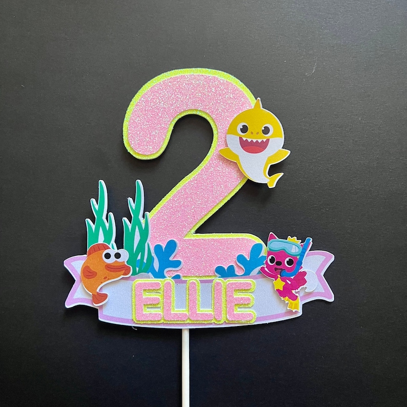 Baby Shark Pink Any Name/age Cake Topper theme Cake Topper - Etsy