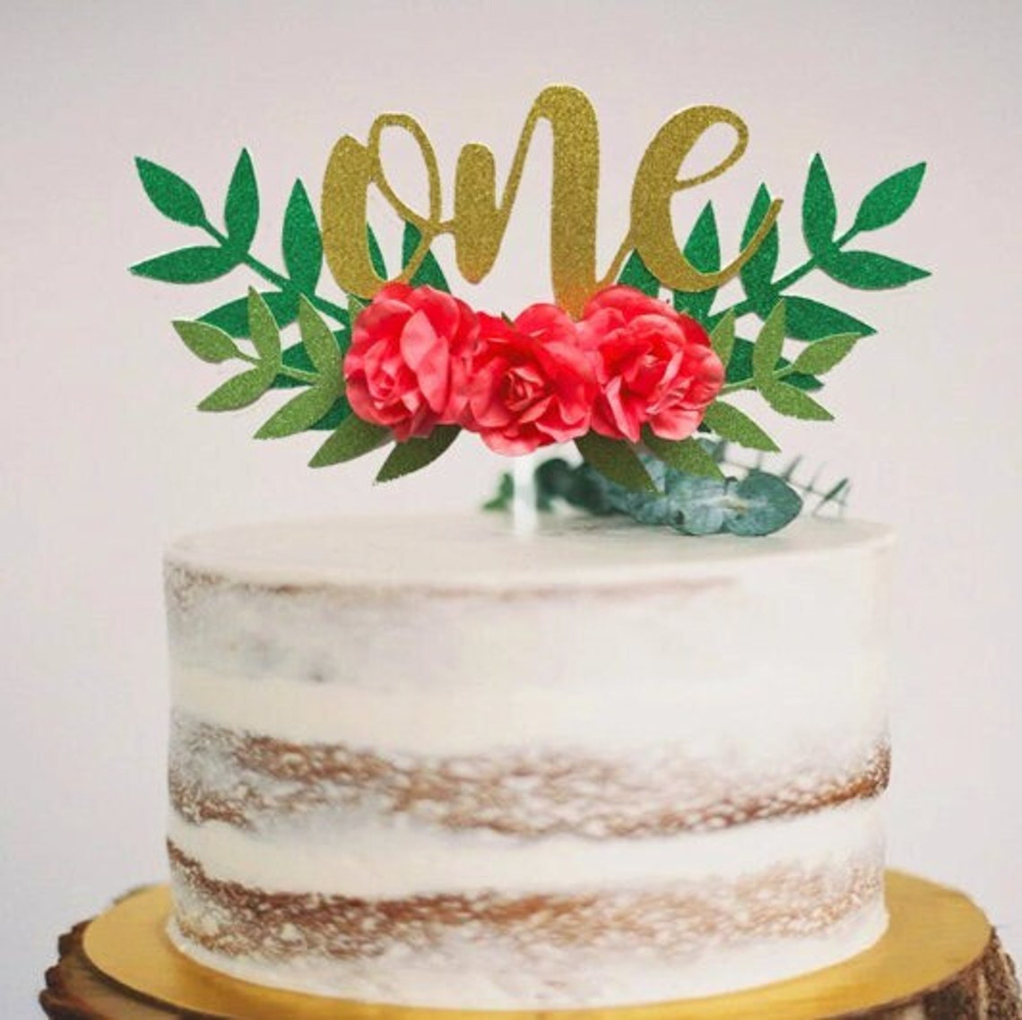 Rosy Pink ONE Flower Cake Topper Theme Cake Topper - Etsy