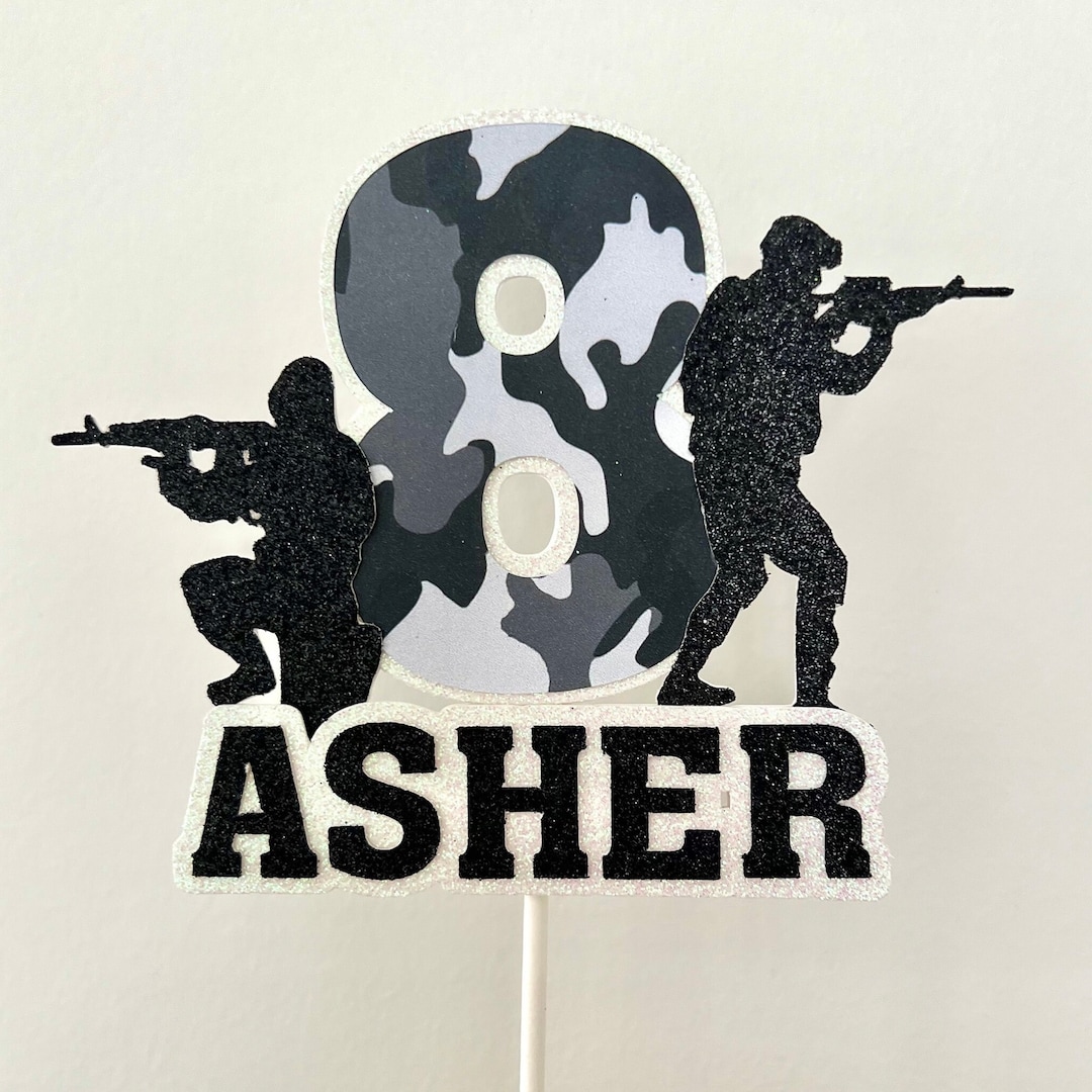 Army Black Camo Themed Birthday Cake Topper | Any Name Age | Army ...
