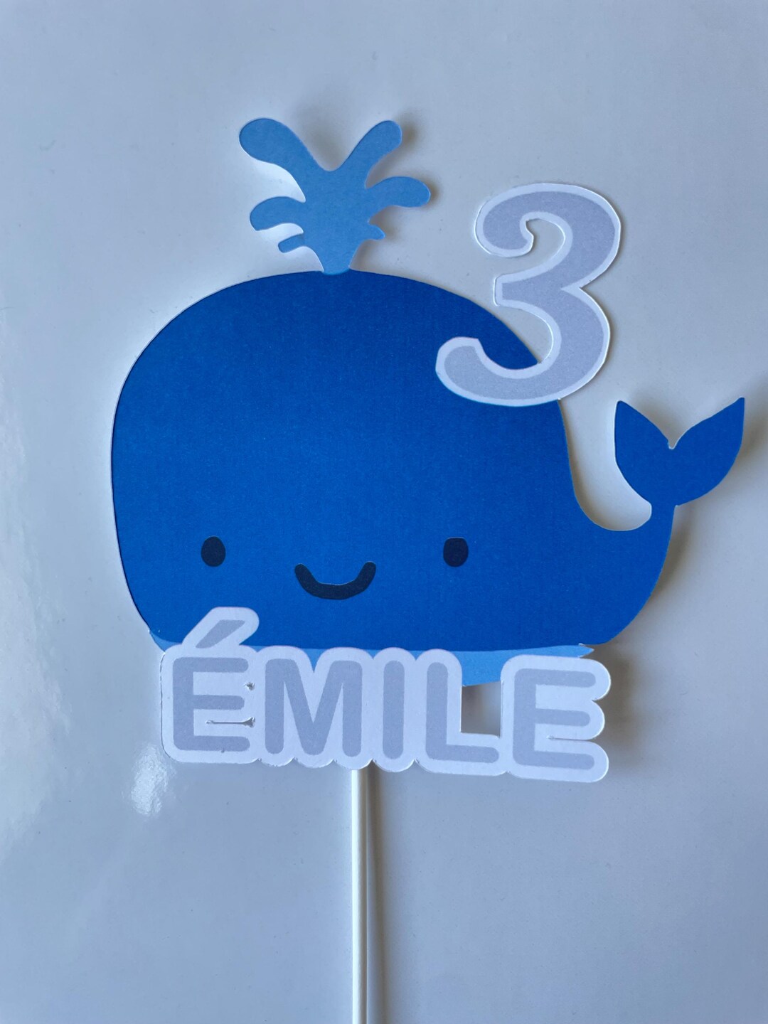 2D Baby Blue Whale Any Name/age Cake Topper | Whale Theme | Customize ...