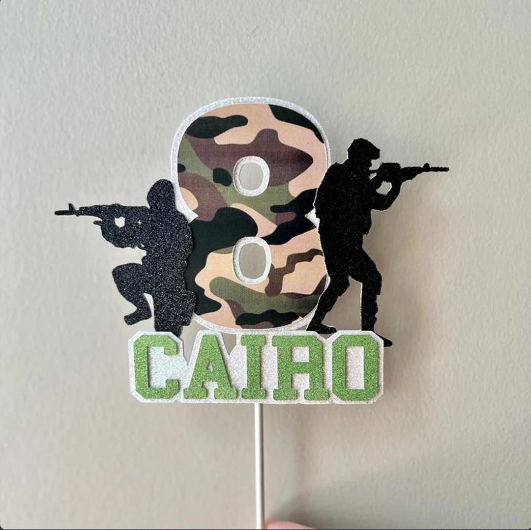 Army Themed Birthday Cake Topper | Any Name Age | Army Soldier | - Etsy