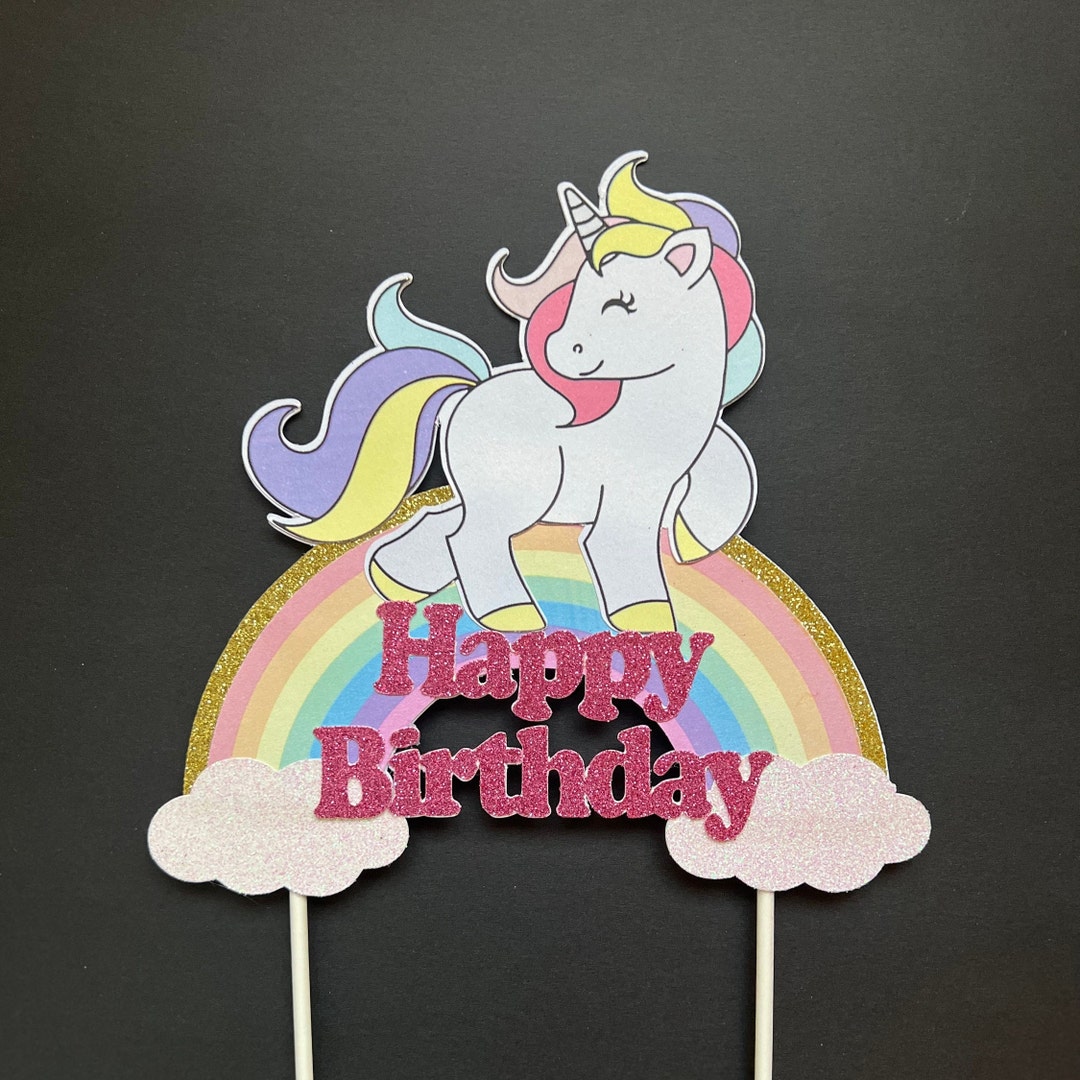 Unicorn Rainbow Cake Topper | Unicorn Cake Topper | Theme Cake Topper ...