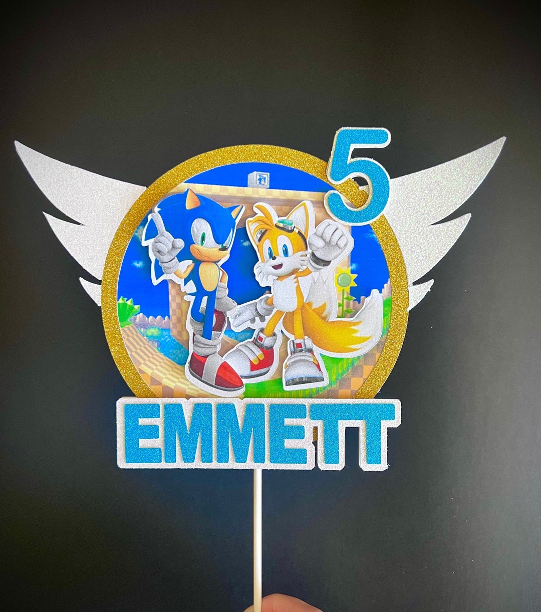 Sonic the Hedgehog and Tails NAME AGE Cake Topper || Sonic Birthday ...