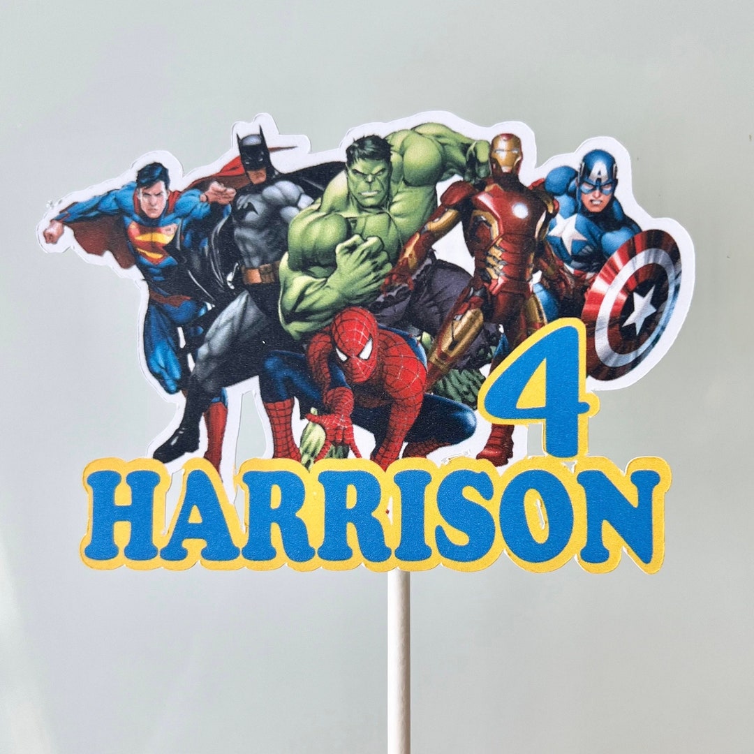2D SUPERHERO AVENGERS NAME Cake Topper || Birthday Cake Topper ...