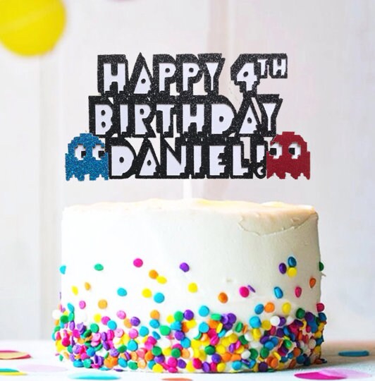 Pac-man Happy Birthday Cake Topper || Theme Cake Topper || Customize ...