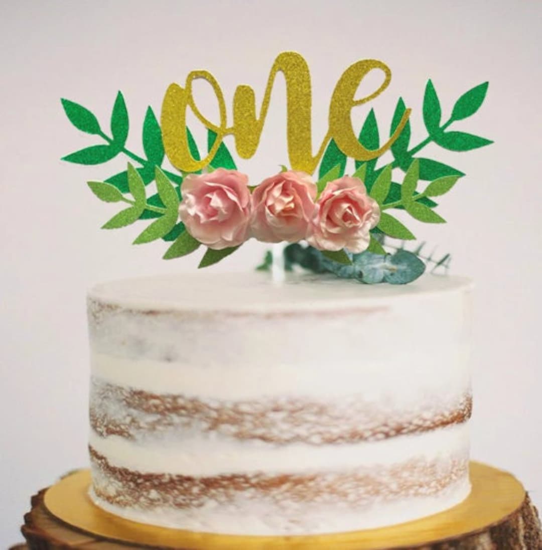 Rosy Pink ONE Flower Cake Topper || Theme Cake Topper | Customize Cake ...