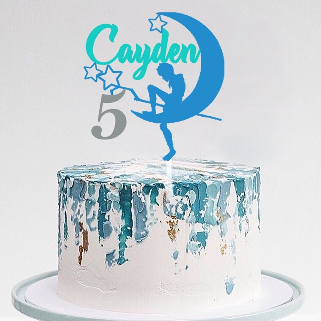 Boy on the Moon & Star Cake Topper | Customize Cake Topper | Birthday ...