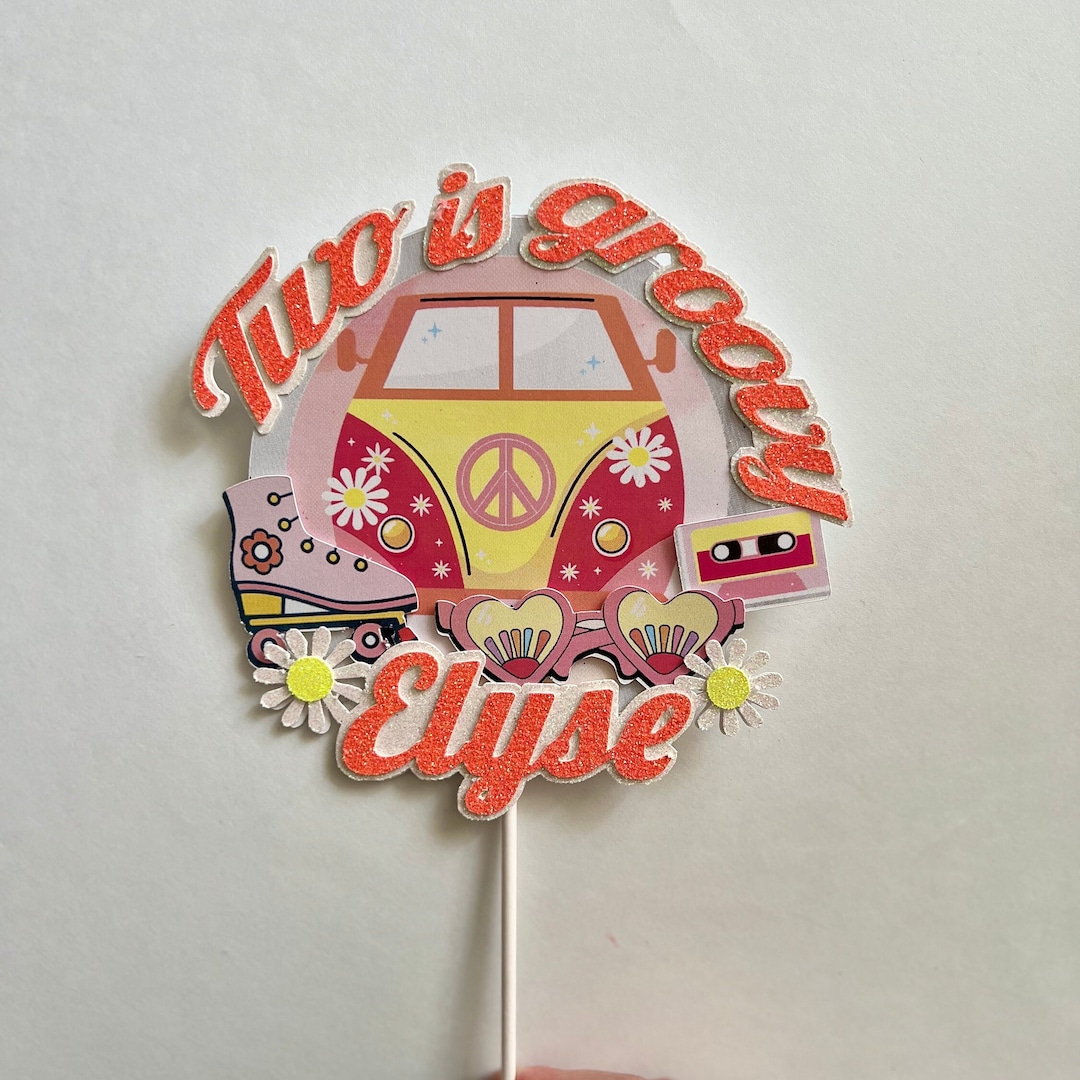 TWO is GROOVY Retro Cake Topper | Groovy Topper | Retro Cake Topper ...