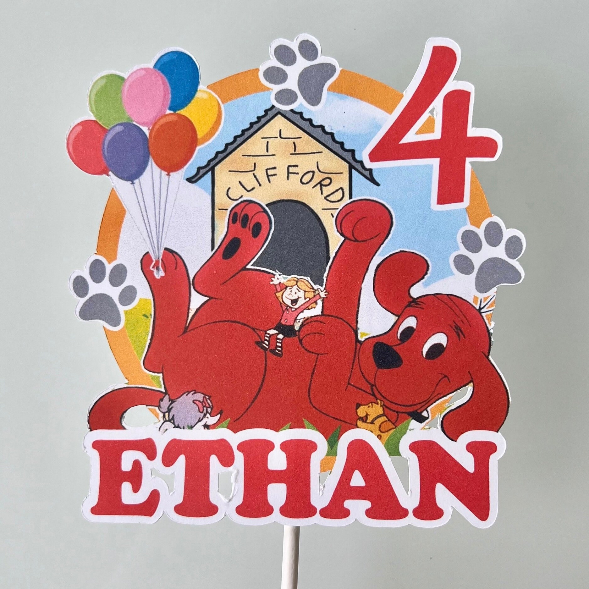 2D the Big Red Dog Any Name/age Cake Topper | Clifford Theme Cake ...
