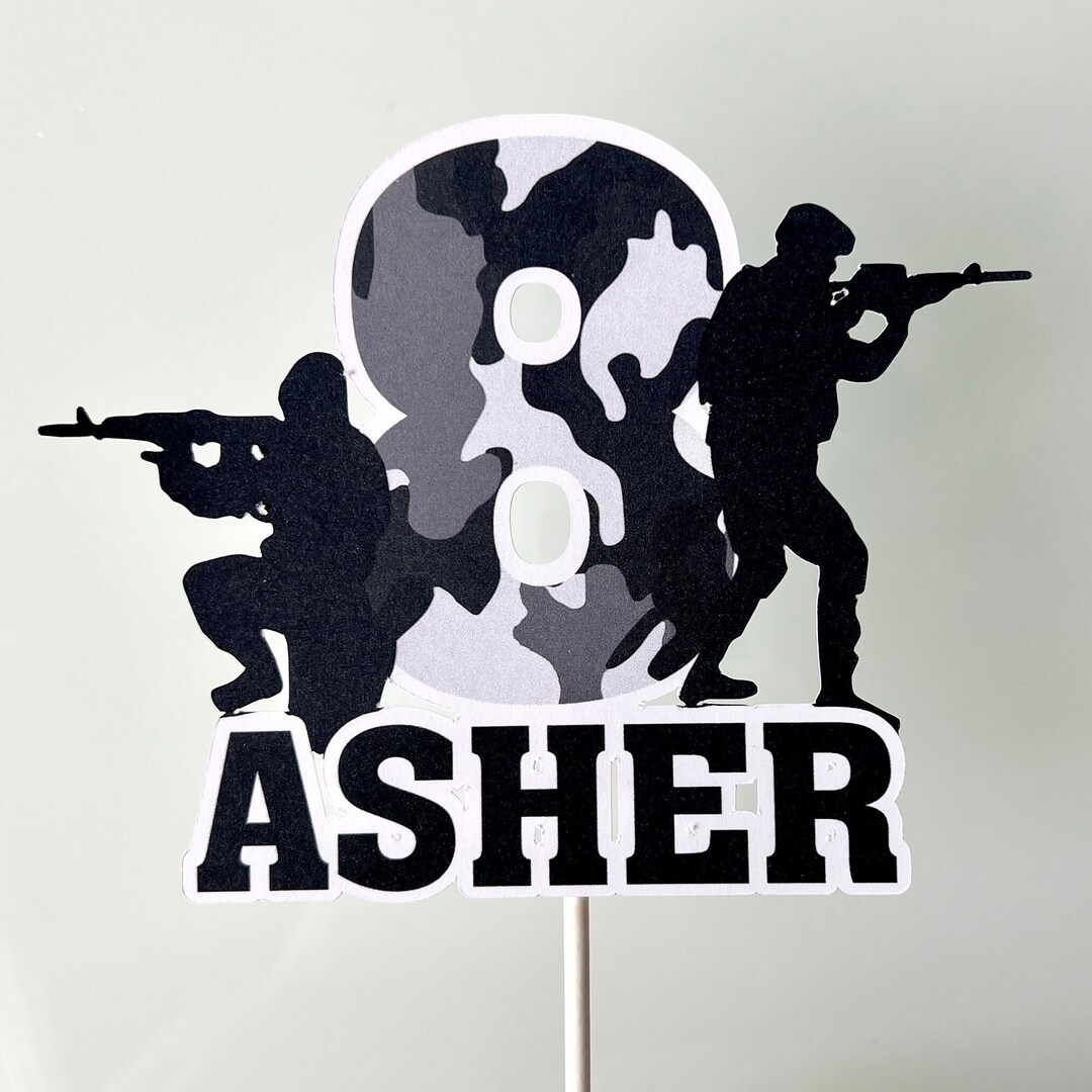 2D Army Black Camo Themed Birthday Cake Topper | Any Name Age | Army ...