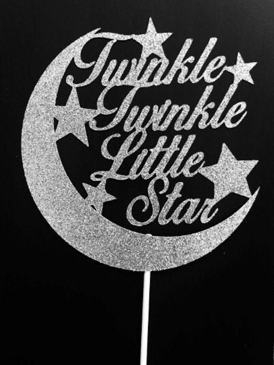 Silver Twinkle Twinkle Little Star Cake Topper | Customize Cake Topper ...
