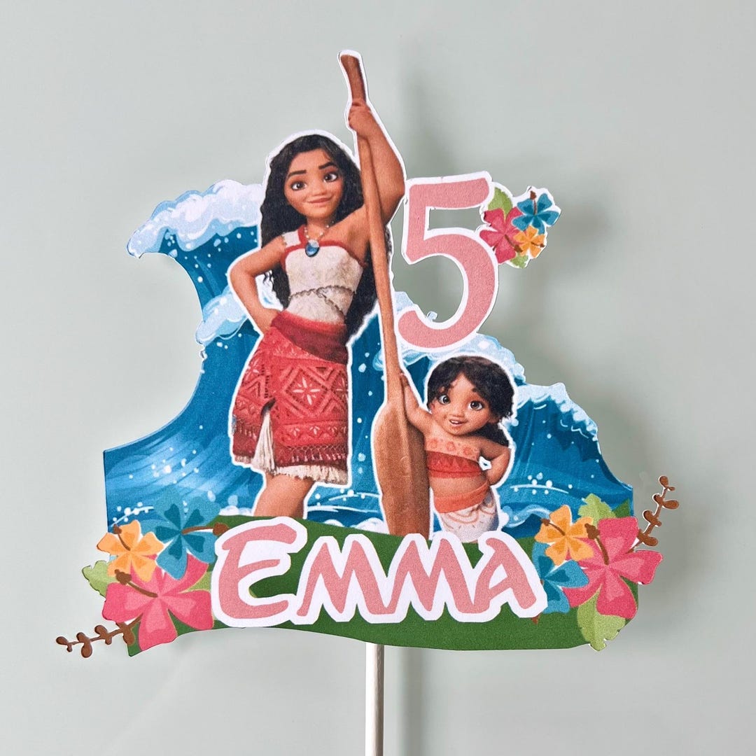 2D Moana 2 Inspired Cake Topper| Moana Cake Topper | Moana Party ...
