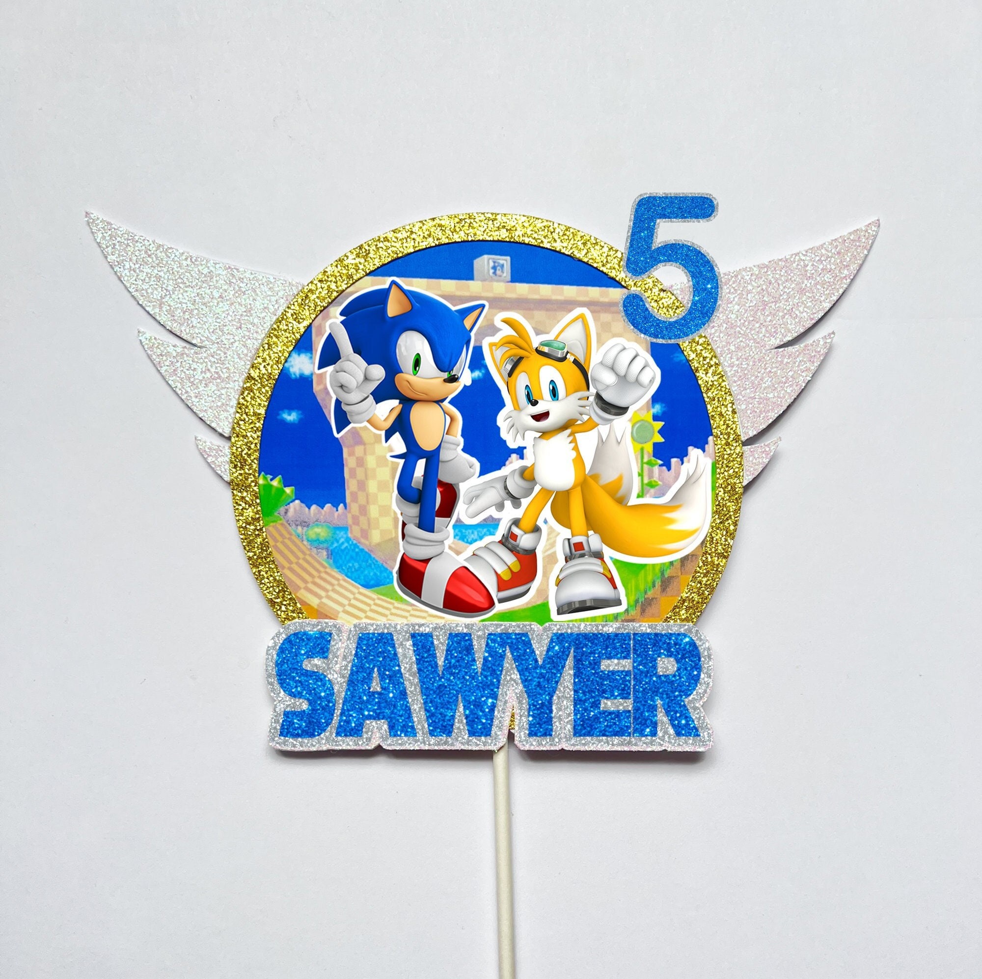 Sonic the Hedgehog and Tails NAME AGE Cake Topper Sonic - Etsy