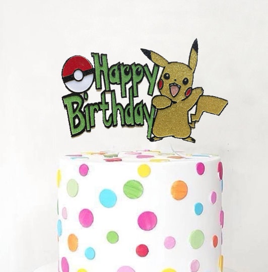 Custom Pikachu Happy Birthday Cake Topper | Birthday Cake Topper ...