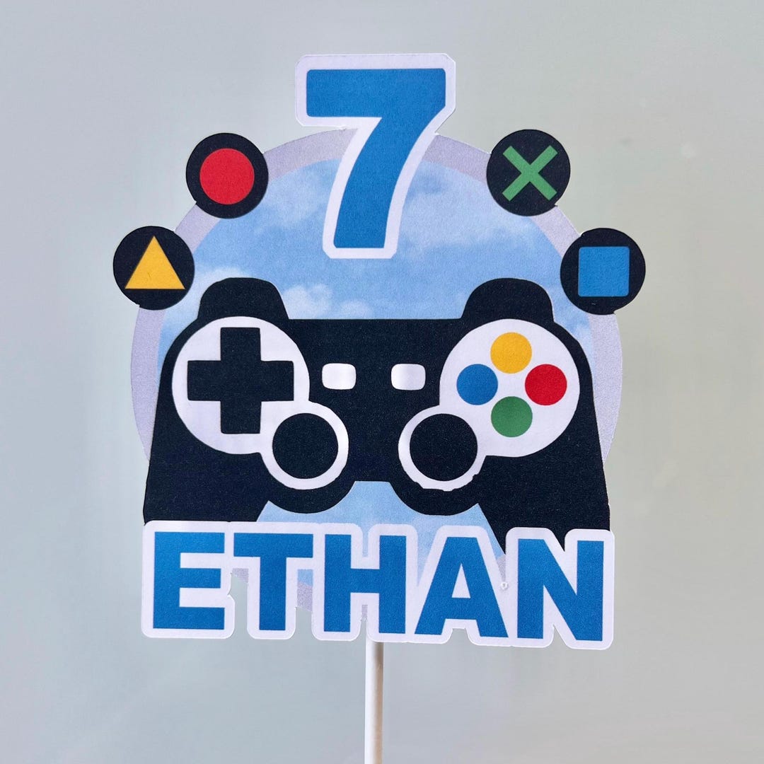 2D Gamer Cake Topper | Shaker Cake Topper Option | Gamer Birthday ...