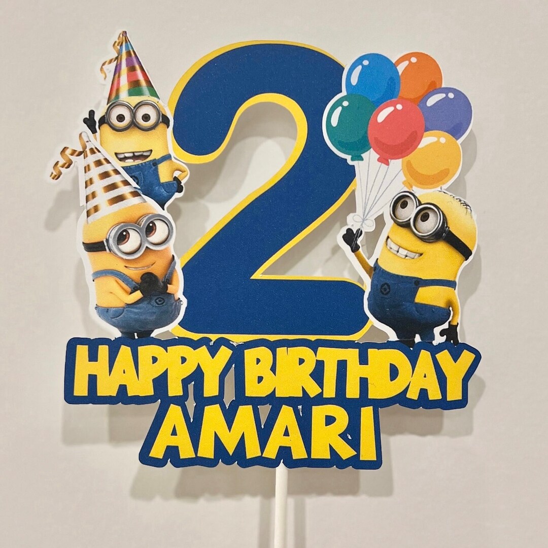 2D Minions Any Name/age Cake Topper | Theme Cake Topper | Customize ...