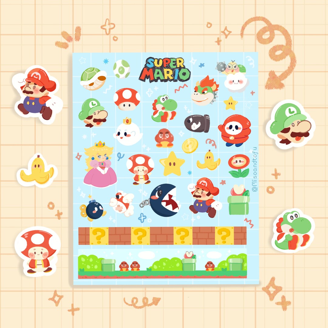Mario and Friends Sticker Sheet - Planners, Journaling, Scrapbooking ...