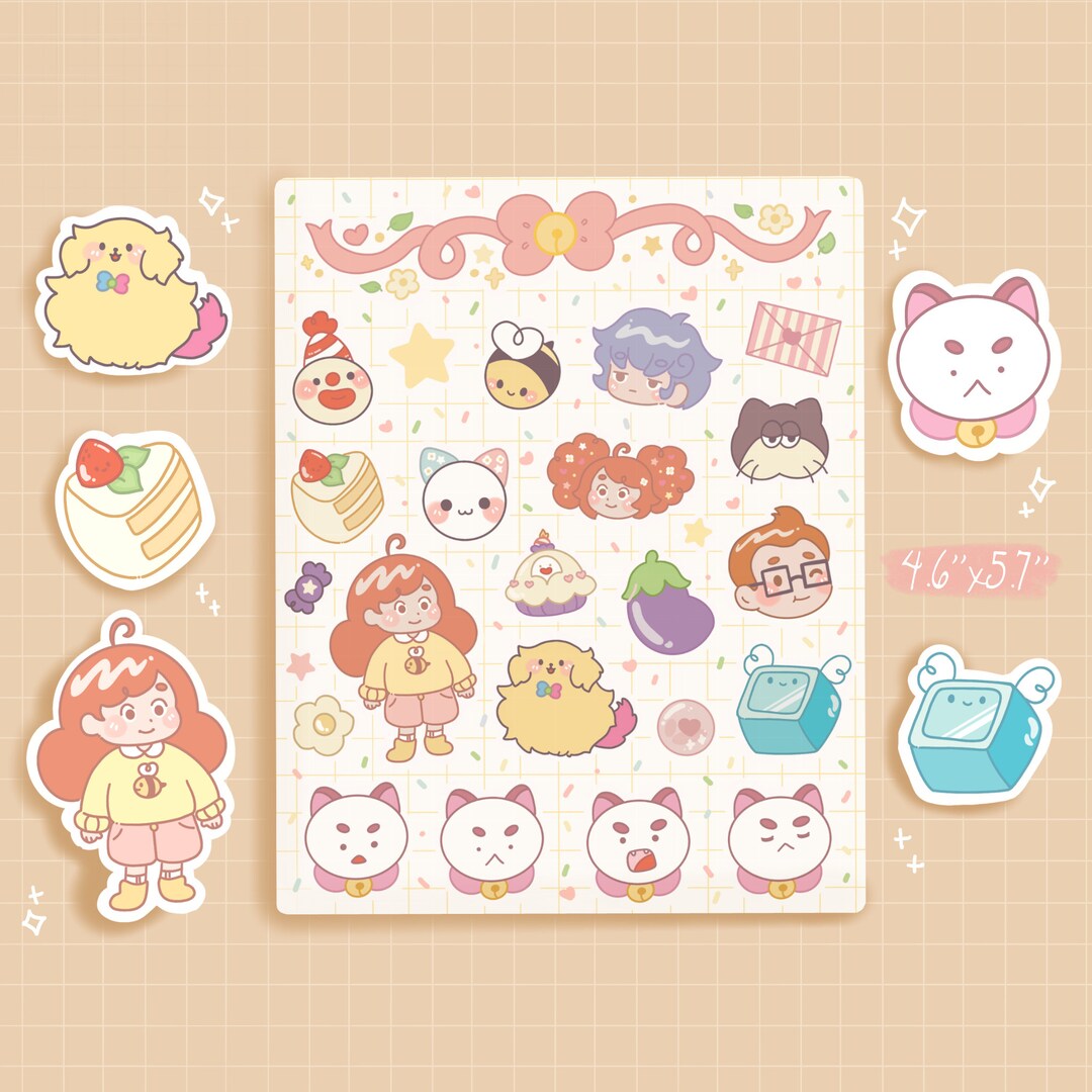 Kawaii Bee and Pup Sticker Sheet Planners Journaling - Etsy