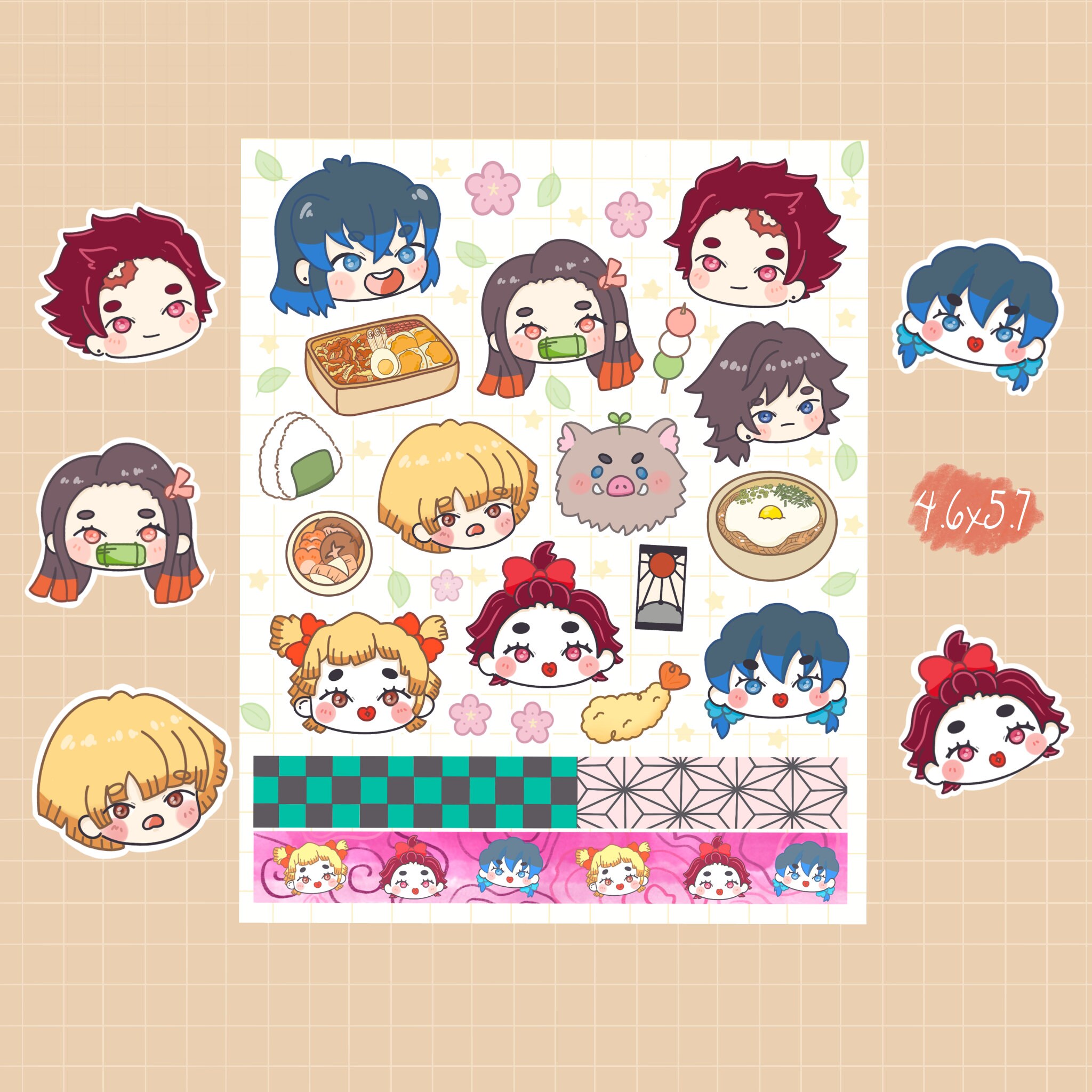 Kawaii Demon Anime Sticker Sheet Bullet Journal, Washi Tape Sample ...