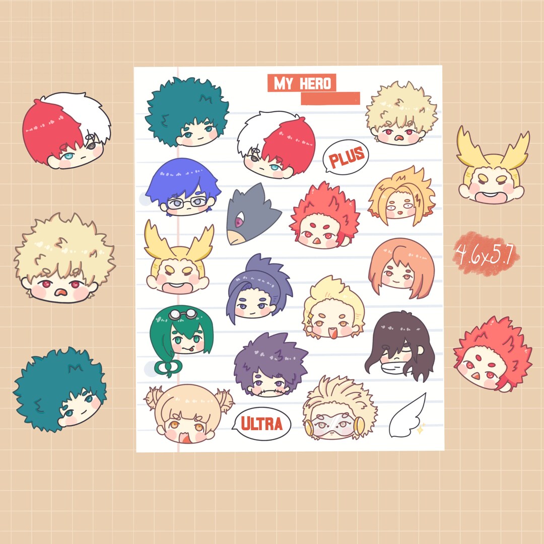 Kawaii Hero Anime Sticker Sheet Bullet Journal Washi Tape - Etsy