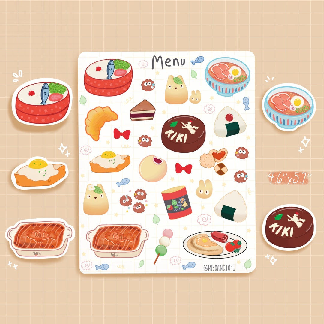 Kawaii Anime Food Theme Sticker Sheet Cute Bullet Journal, Bujo, Cozy ...