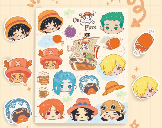 Kawaii One Anime Sticker Sheet - Cute Bullet Journal, Bujo, Planner ...