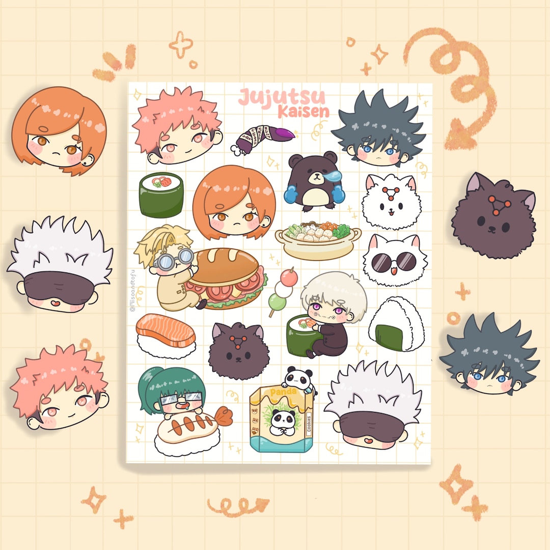 Hoja de pegatinas Kawaii Anime JJK: Bullet Journal, Muestra de cinta ...