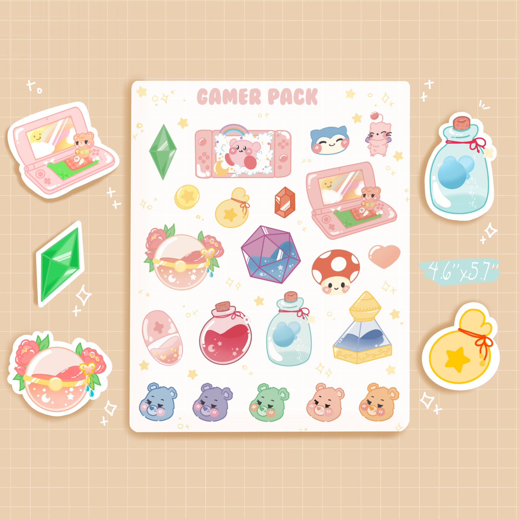 Kawaii Gamer Sticker Sheet Bujo Stationery Bullet Journal - Etsy