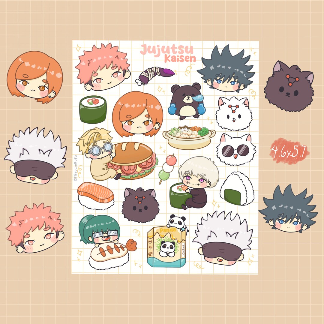 Kawaii Anime JJK Sticker Sheet Bullet Journal Washi Tape - Etsy