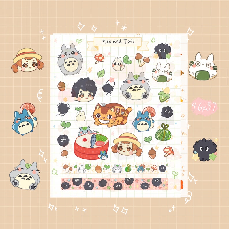 Kawaii Anime Sticker Sheet Bullet Journal, Washi Tape Sample, Bujo ...