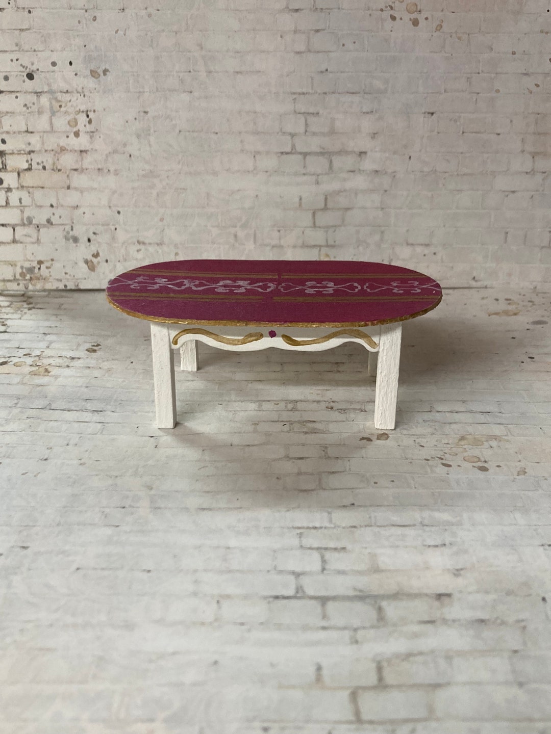 Dollhouse Miniature Coffee Table - Pink, White, & Gold - Etsy