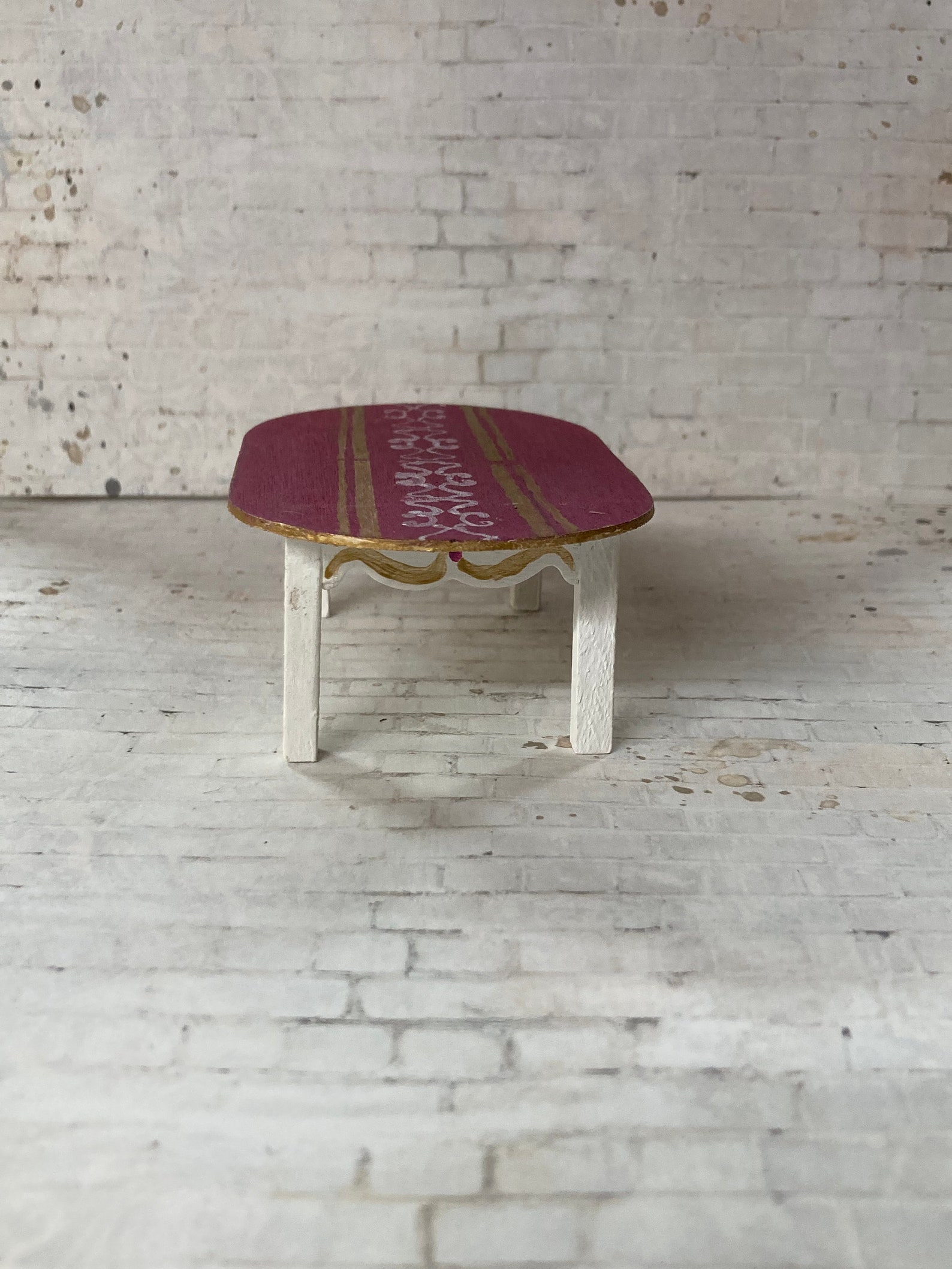 Dollhouse Miniature Coffee Table - Pink, White, & Gold - Etsy