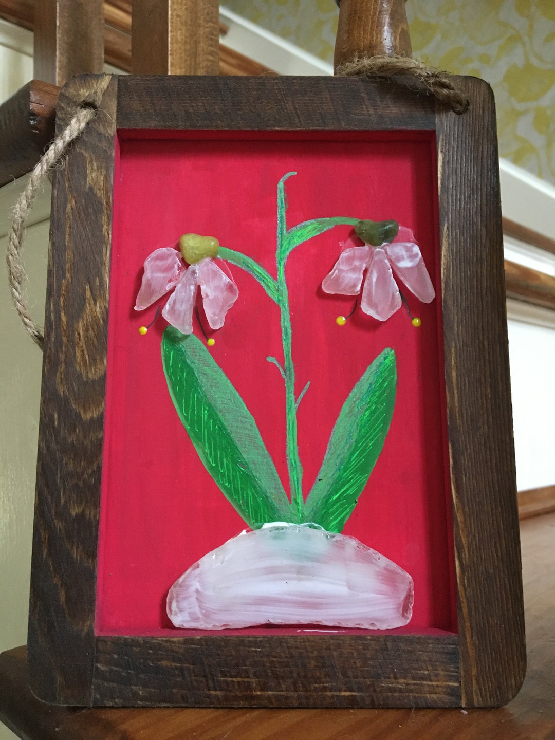 White Flower Pebble Art - Etsy