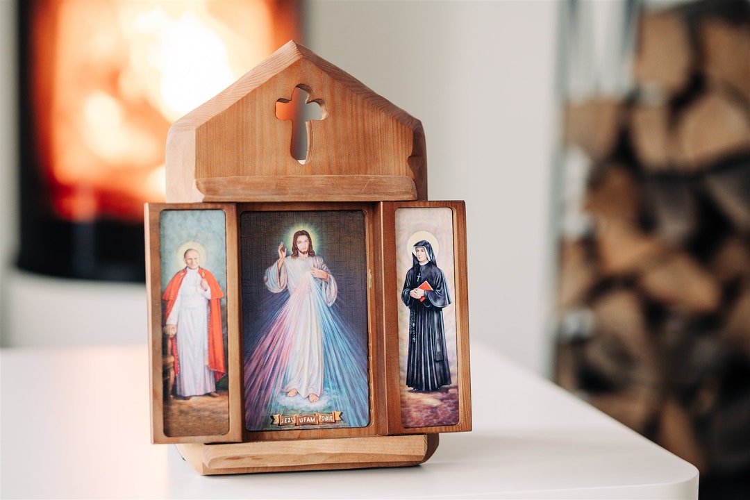 Wooden Catholic Triptych Religious Gifts Wooden Catholic Home Altar ...