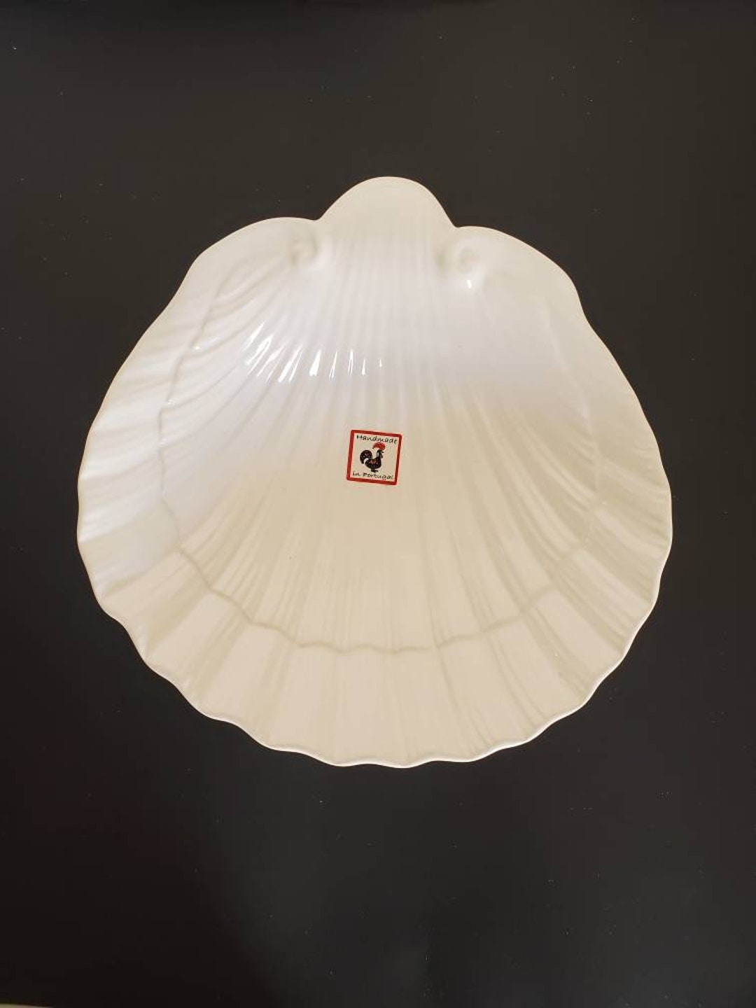 Vintage White Ceramic Clam Shaped Bowl Platter Plate Made in Portugal ...