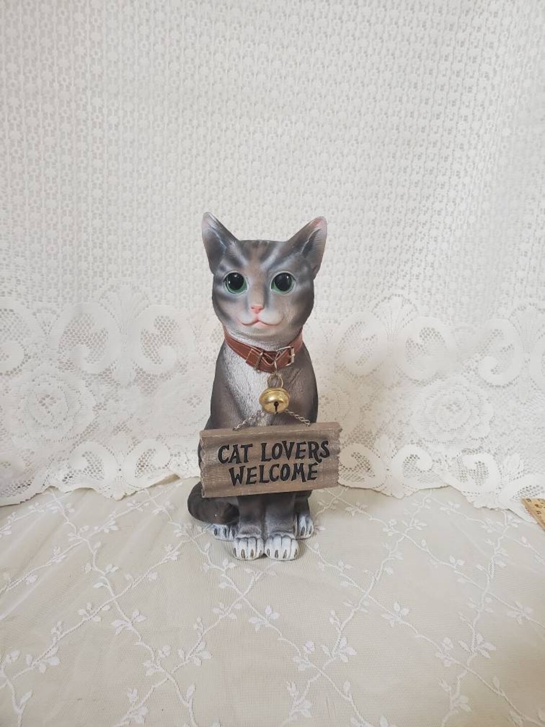Vintage Plaster Type Material Front Door Garden Kitty Cat Lovers Statue ...