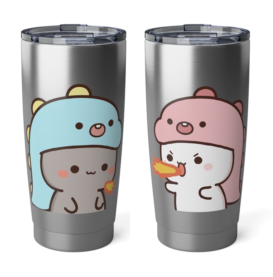 Peach and Goma Angry Kawaii Dinosaurs Fire Breathing Mochi Cat Couple ...