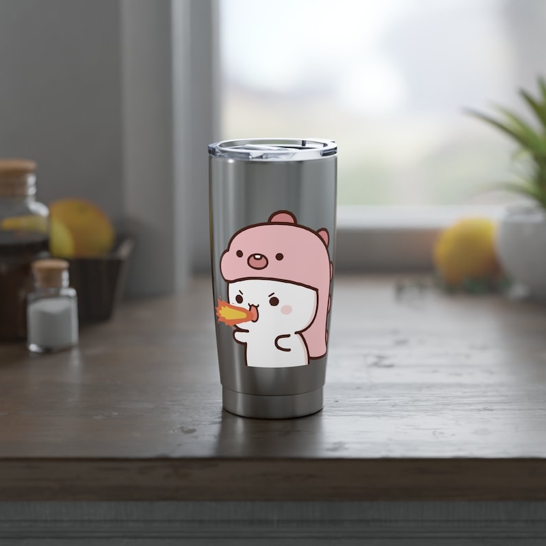 Peach and Goma Angry Kawaii Dinosaurs Fire Breathing Mochi Cat Couple ...