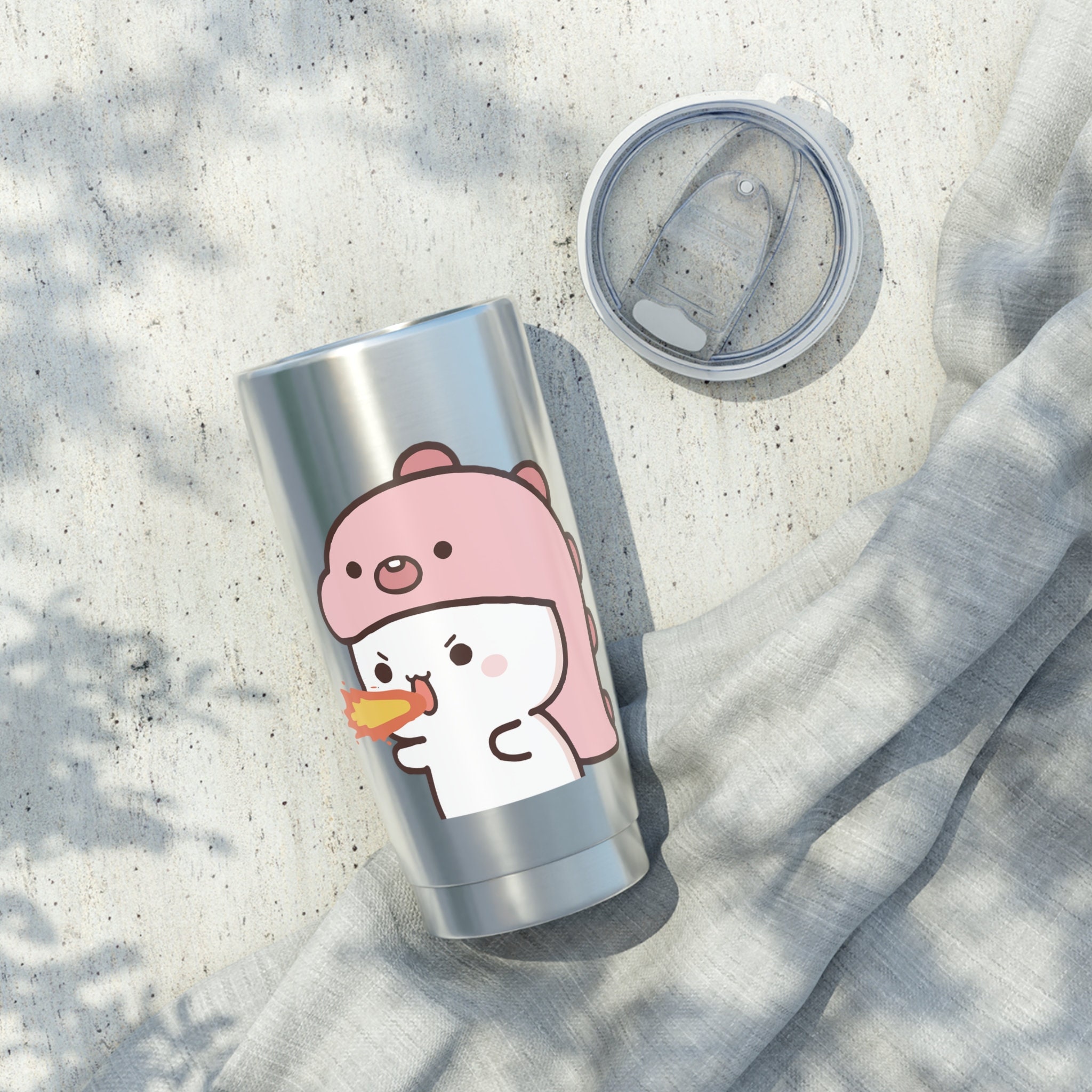 Peach and Goma Angry Kawaii Dinosaurs Fire Breathing Mochi Cat Couple ...