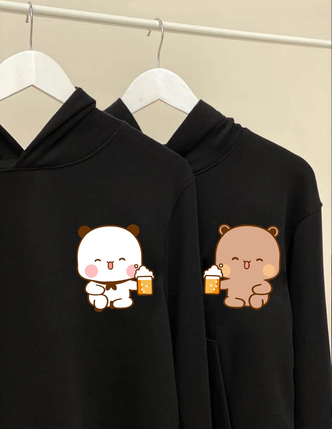 Panda Bear Bubu and Dudu Drinking Beer Couple Classic Pullover ...