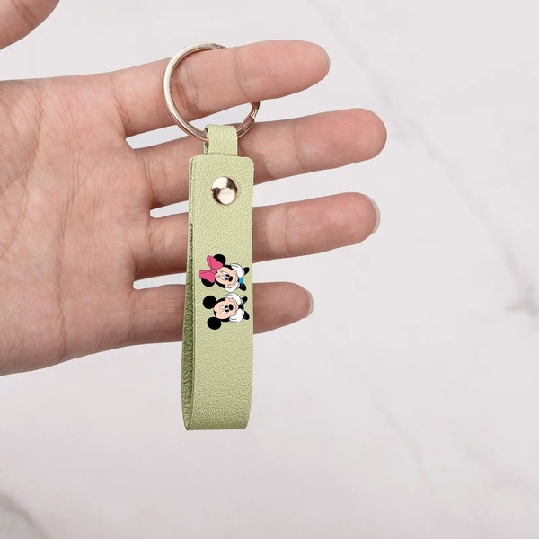 Mickey Mouse Leather Keychain - Etsy
