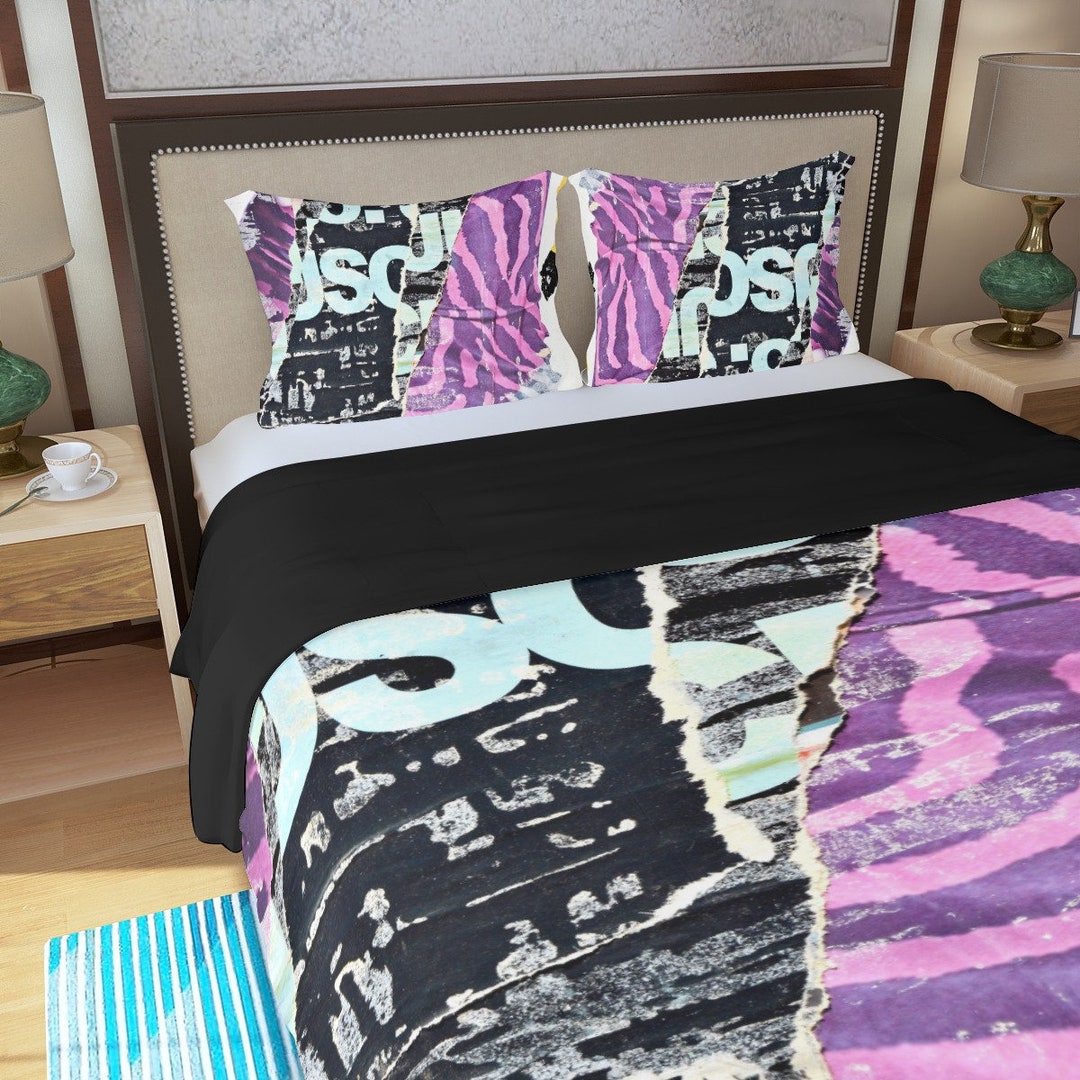Purple and Blue Graffiti Three Piece Duvet Cover Set - Etsy