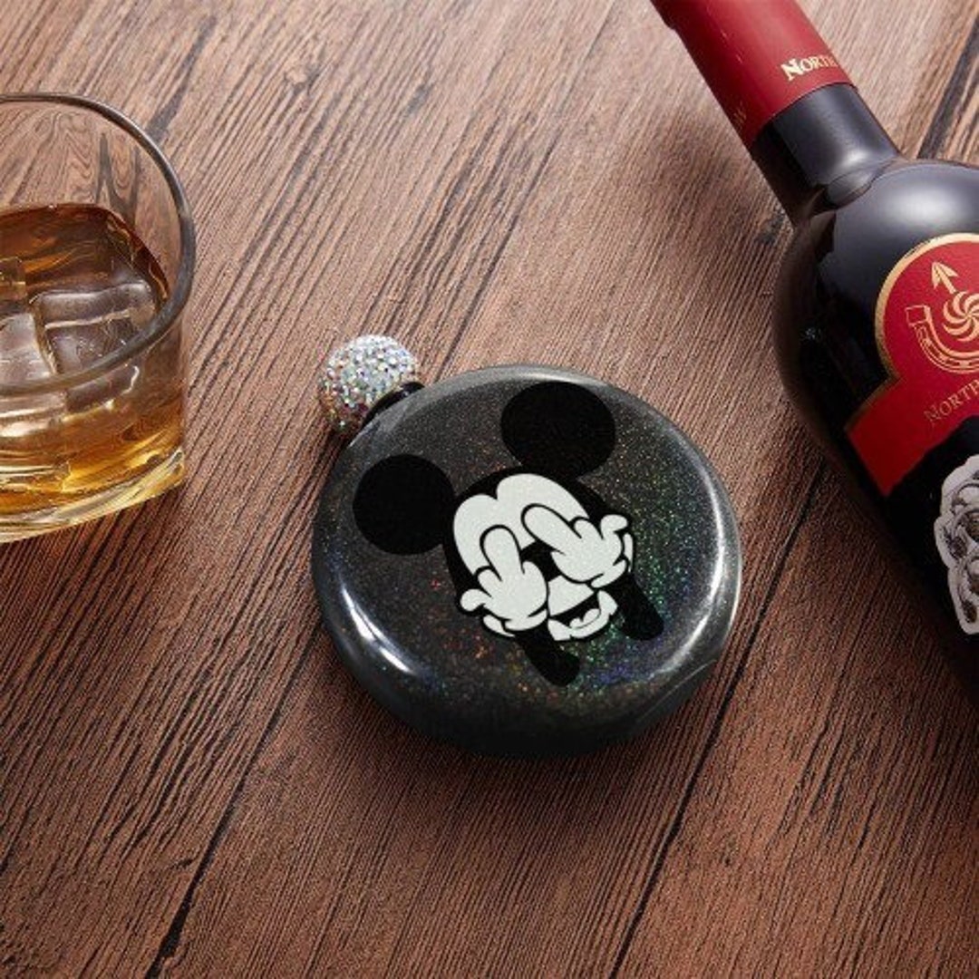 Mickey Mouse Custom 5oz Round Hip Flask - Etsy
