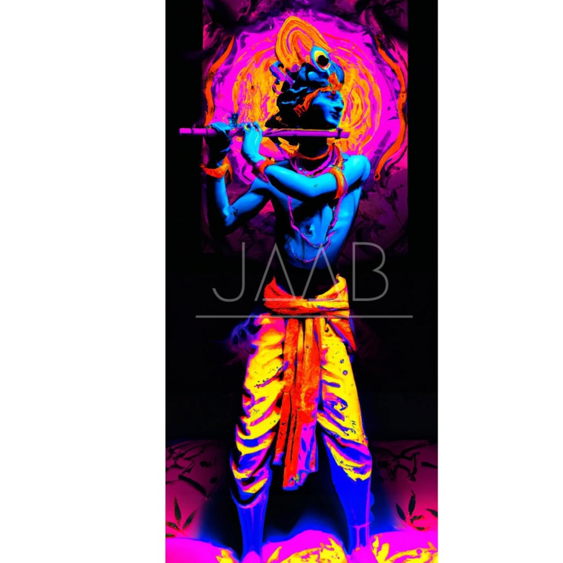 Digital Art of Lord Krishna | Neon Lit | Synthwave | Modern Art | Wall ...