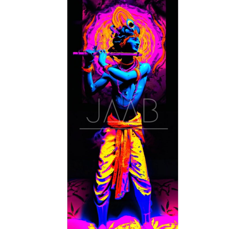 Digital Art of Lord Krishna | Neon Lit | Synthwave | Modern Art | Wall ...